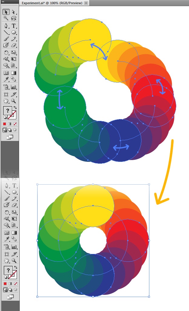 Create abstract shapes using Illustrator Blend Modes